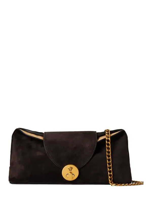Versace Gold Tone Medusa Turn Lock Shoulder Bag - Black