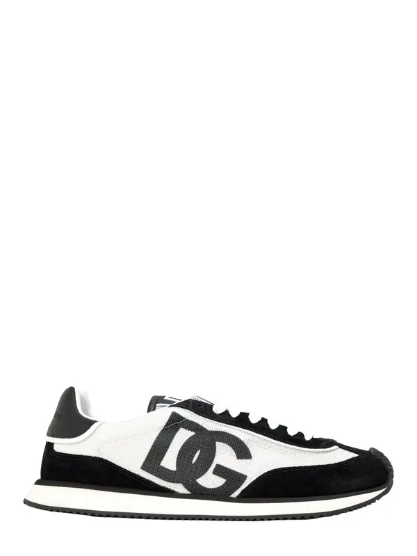 Dolce & Gabbana Color-blocked Suede And Mesh Sneakers - Black