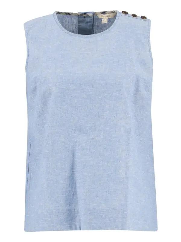 Barbour Sleeveless Crewneck Tank Top With Button Detail - Blue