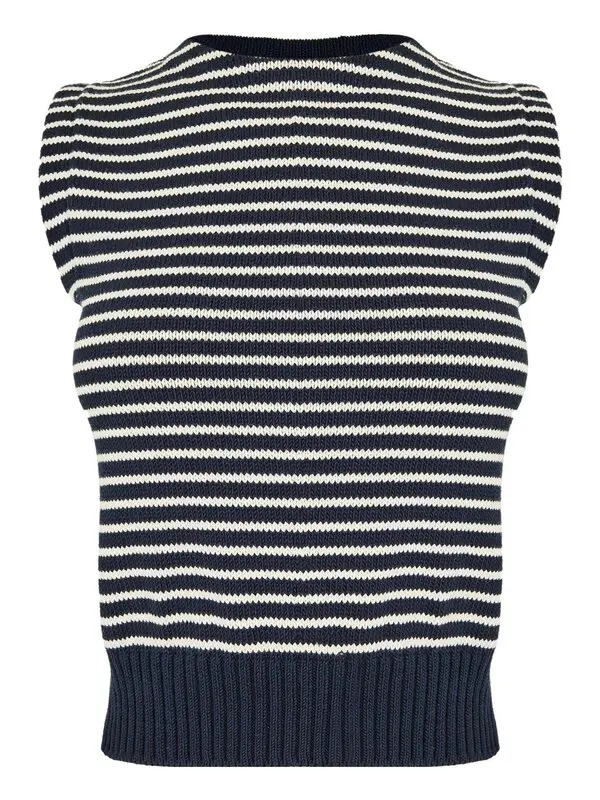 Max Mara Striped Knit Sleeveless Top - Black