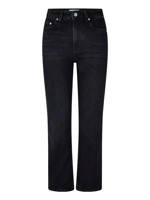 GANNI Betzy Cropped Straight Leg Jeans - Black