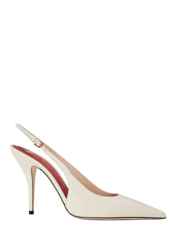 Valentino Garavani Slingback Stiletto Pumps In Smooth Leather - White