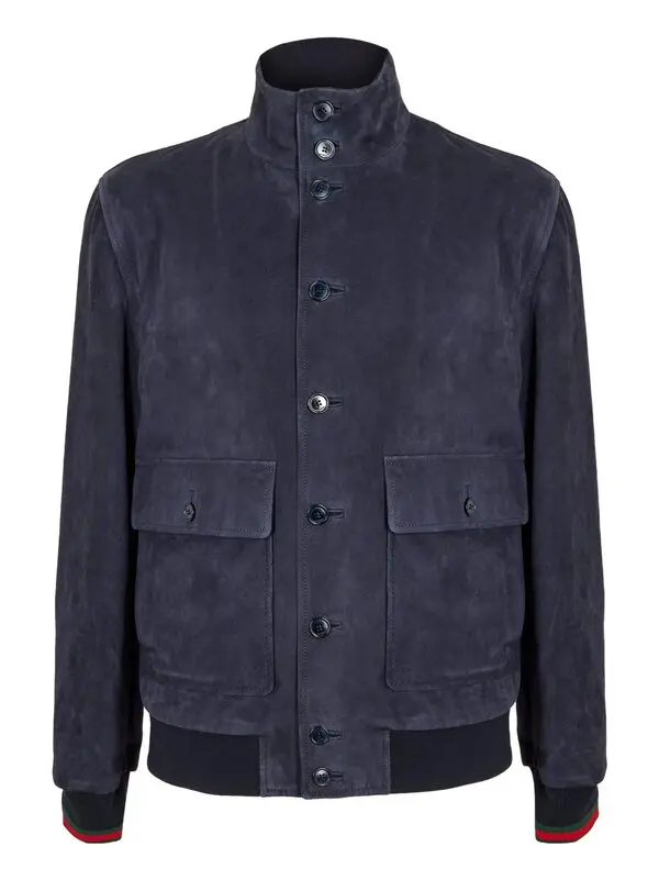 Gucci Oversized Suede Bomber Jacket - Black