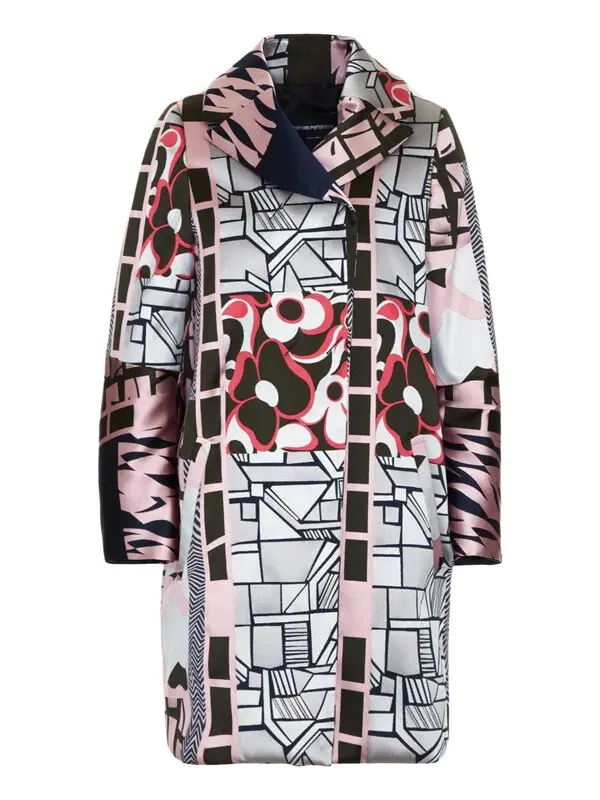 Emporio Armani Printed Hooded Coat - Black