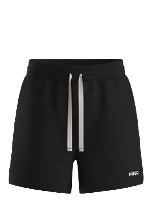 Hugo Boss Cotton Terry Shorts With Contrast Logo - Black