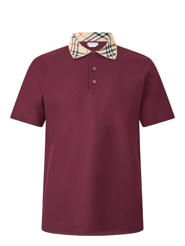 Burberry Classic Plaid Collar Polo Shirt - Red