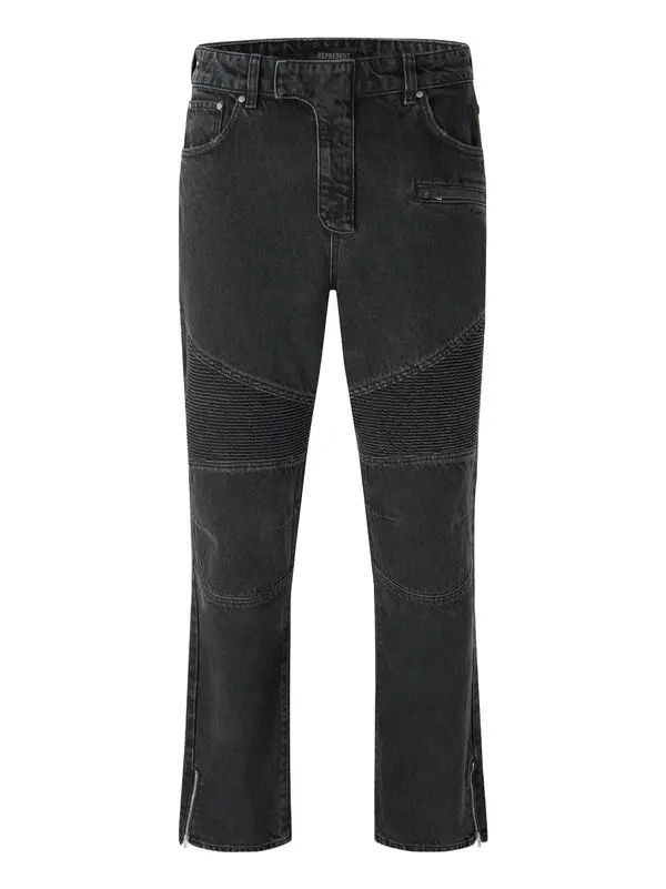 REPRESENT Slim Fit Moto Jeans - Black