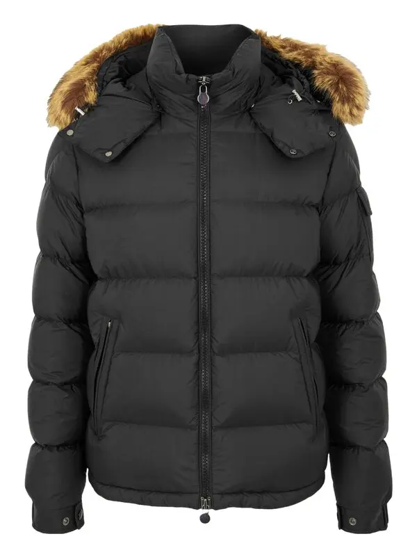 Moncler Cropped Quilted Down Puffer Jacket With Fur Hood - Black