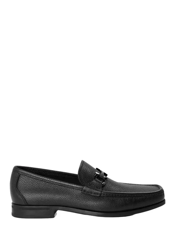FERRAGAMO Gancini Detail Loafers - Black