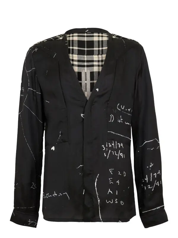Rick Owens Patterned Long Sleeve Shirt - Black