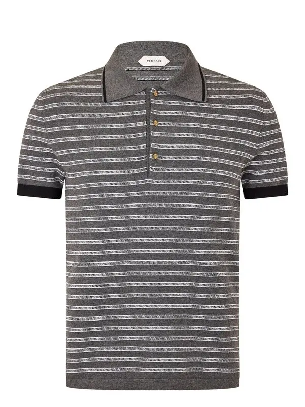 Versace Striped Polo Shirt - Black