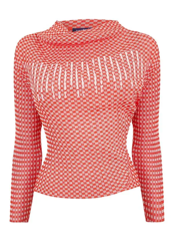JEAN PAUL GAULTIER Long Sleeve Plaid T-shirt - Red