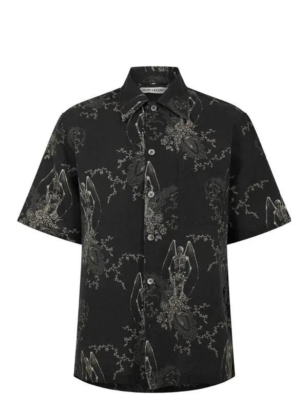 Our Legacy Patterned Short Sleeve Shirt - Black