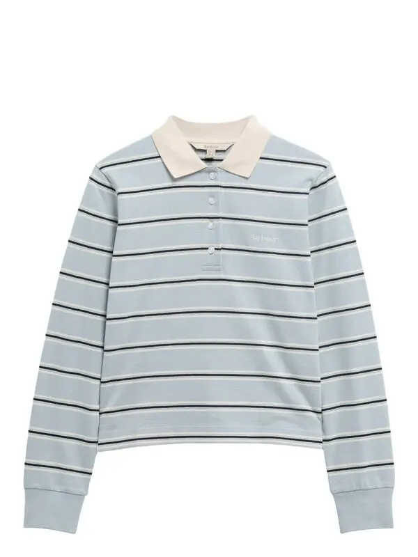 Barbour Striped Long Sleeve Polo Shirt - Sky Blue