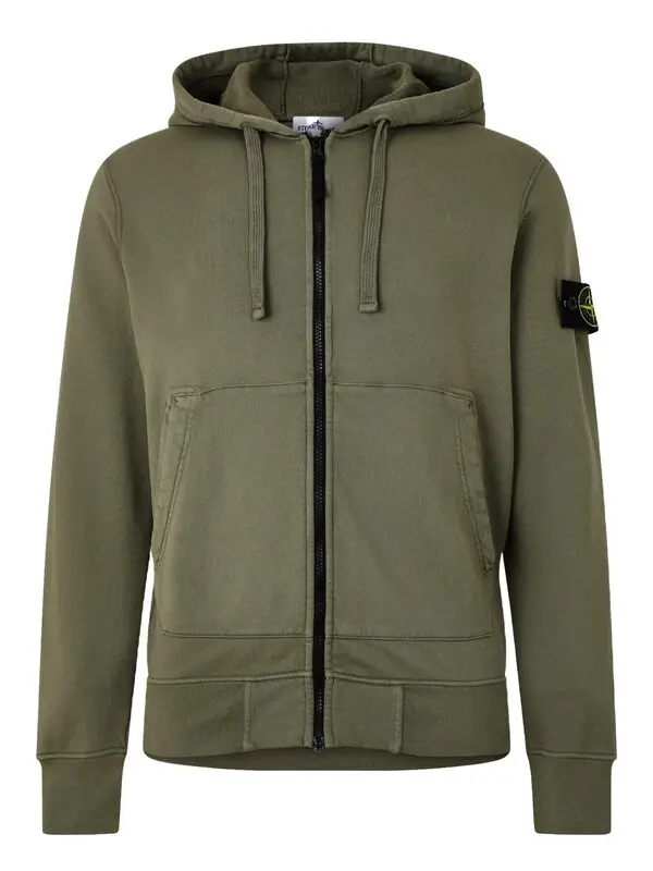 Stone Island Zip-up Hooded Jacket - Green