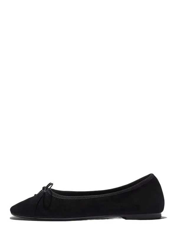 AeydĒ Suede Ballet Flats With Bow Detailing - Black