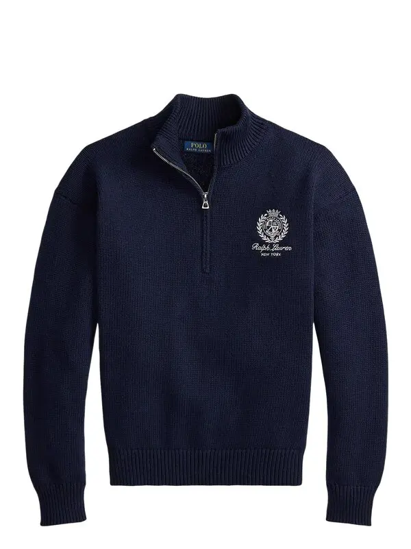 Polo Ralph Lauren Relaxed Fit Quarter Zip Jumper - Black