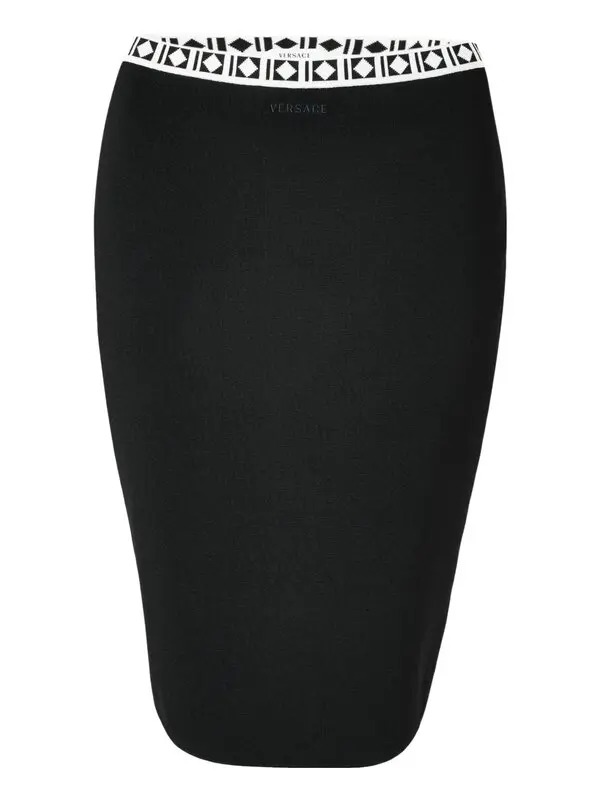 Versace Knit Midi Pencil Skirt - Black