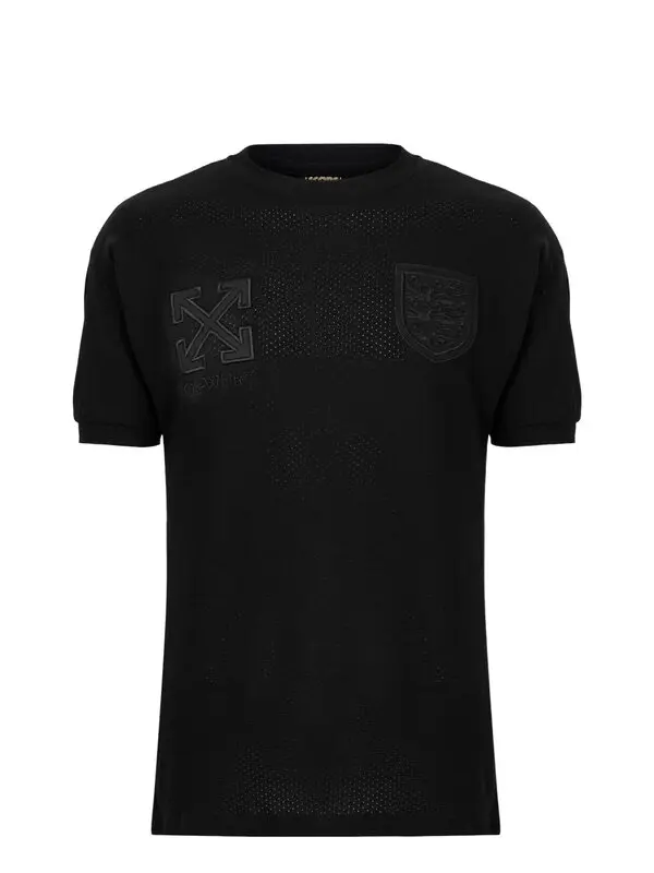 Off-White Short Sleeve Crewneck T-shirt With Embossed Motifs - No