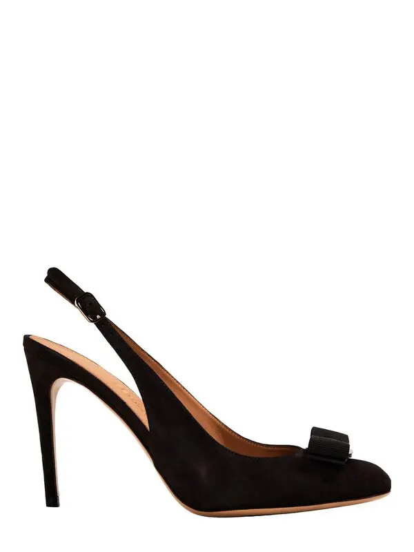FERRAGAMO Suede Slingbacks With Sculpted Heel - Black
