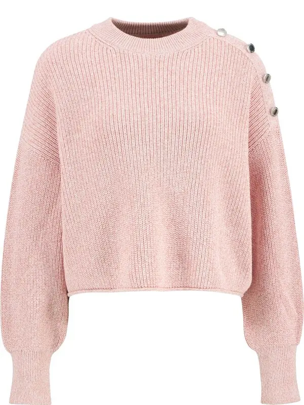 Barbour Pure Cotton Knit Sweater With Button Detailing - Pink