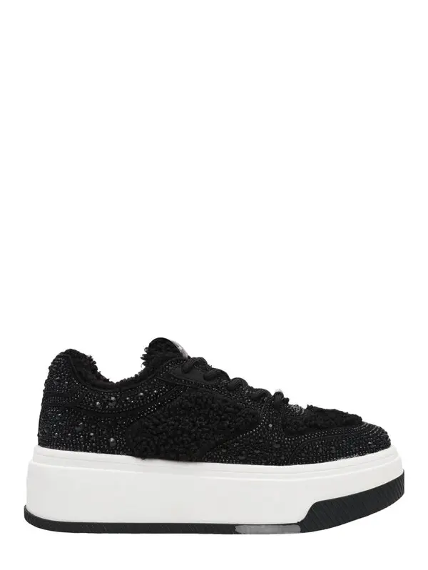 Steve Madden Embellished Fluffy Platform Sneakers - Black