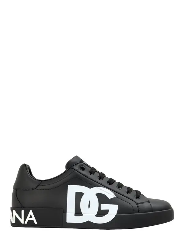 Dolce & Gabbana Printed Logo Low Top Sneakers - Black