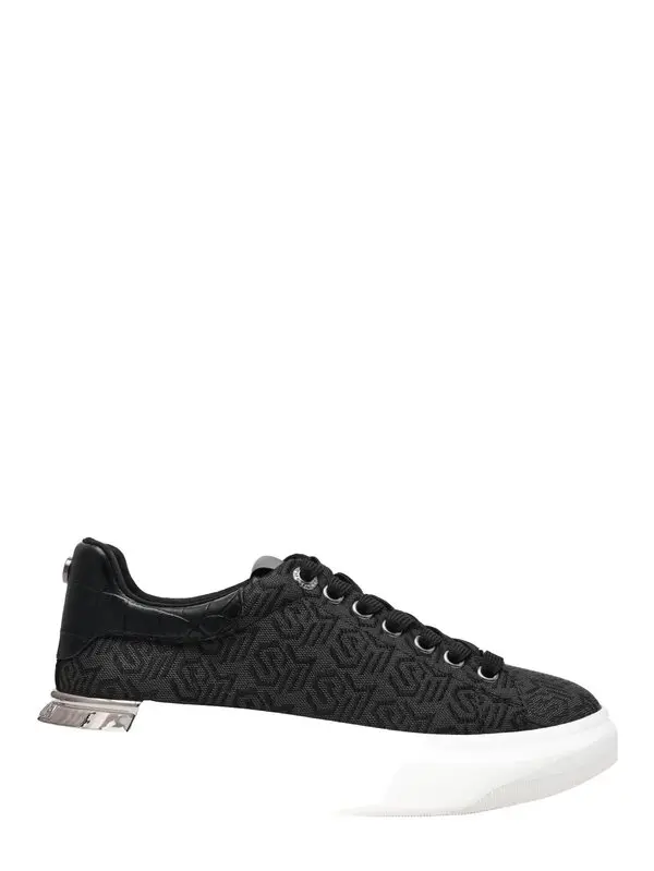 Steve Madden Black Monogram Platform Sneakers - White