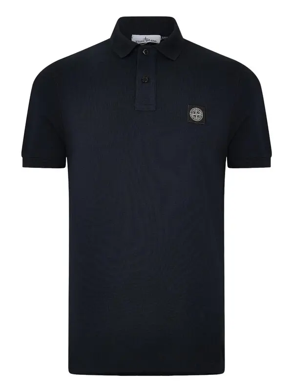 Stone Island Cotton Compass Logo Polo Shirt - Black