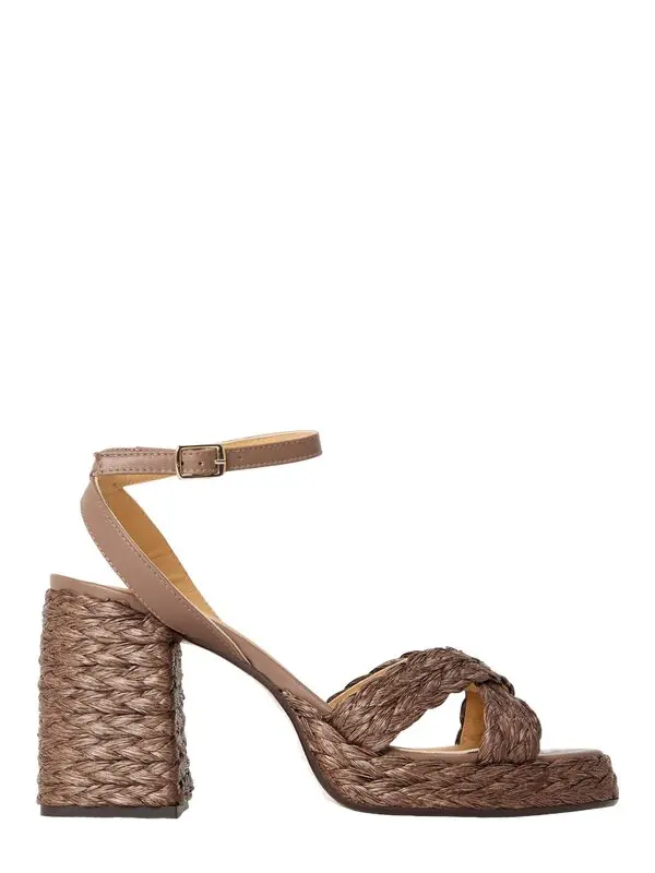CastaÑer Woven Raffia Platform Block-heel Sandals - Brown