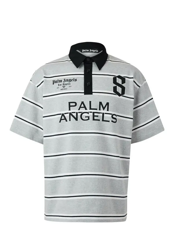 Palm Angels Striped Short-sleeve Polo Shirt - Gray