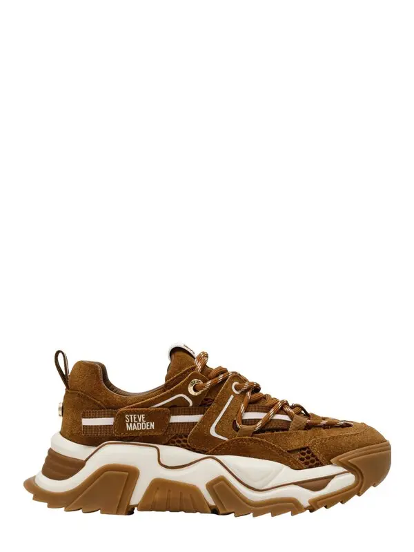 Steve Madden Color-block Suede And Mesh Lace-up Sneakers - Brown
