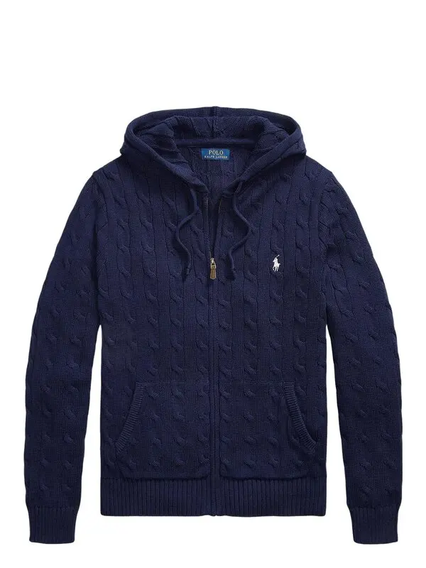 Polo Ralph Lauren Cable Knit Zip-up Hoodie - Black