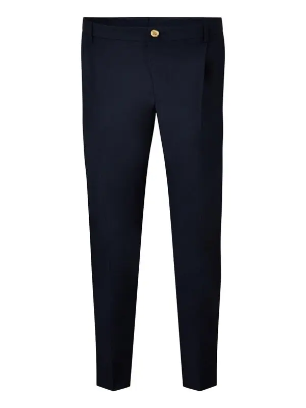 Dolce & Gabbana Navy Cropped Slim-fit Dress Pants With Gold Buttons - Black