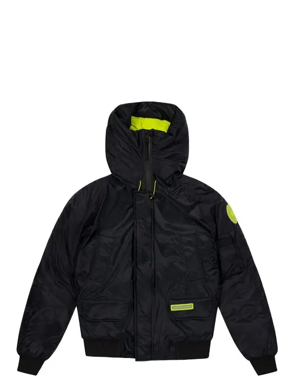 Canada Goose Cropped Bomber Jacket With Neon Accents - Black