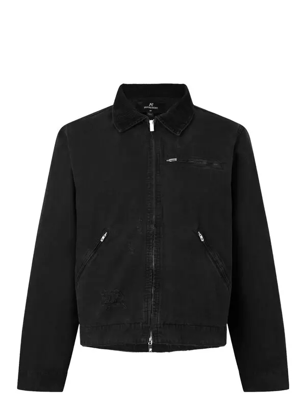REPRESENT Cropped Zip Work Jacket - Black