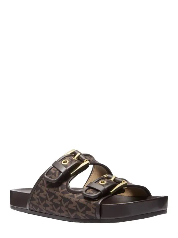 Michael Kors Buckled Logo Slides - Black