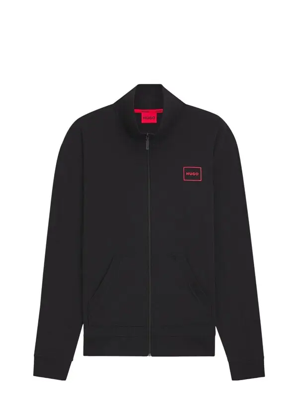 Hugo Boss Stand-collar Fleece Full-zip Sweat Jacket With Logo Patch - No