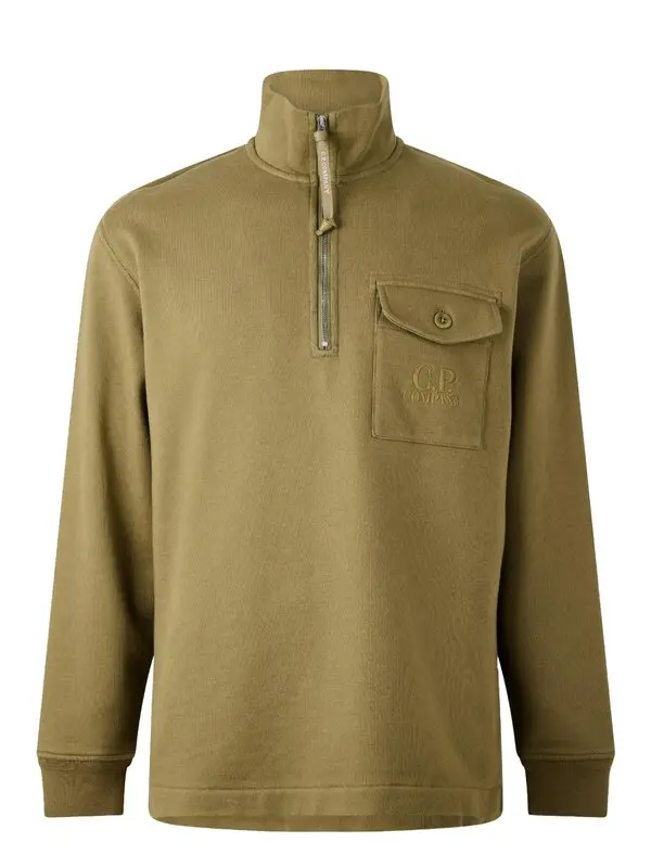 C.P. COMPANY Neck Long Sleeve Sweat Top - Green