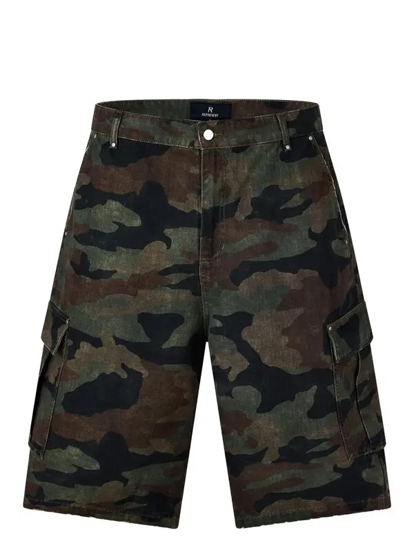 REPRESENT Cargo Camouflage Shorts - Black