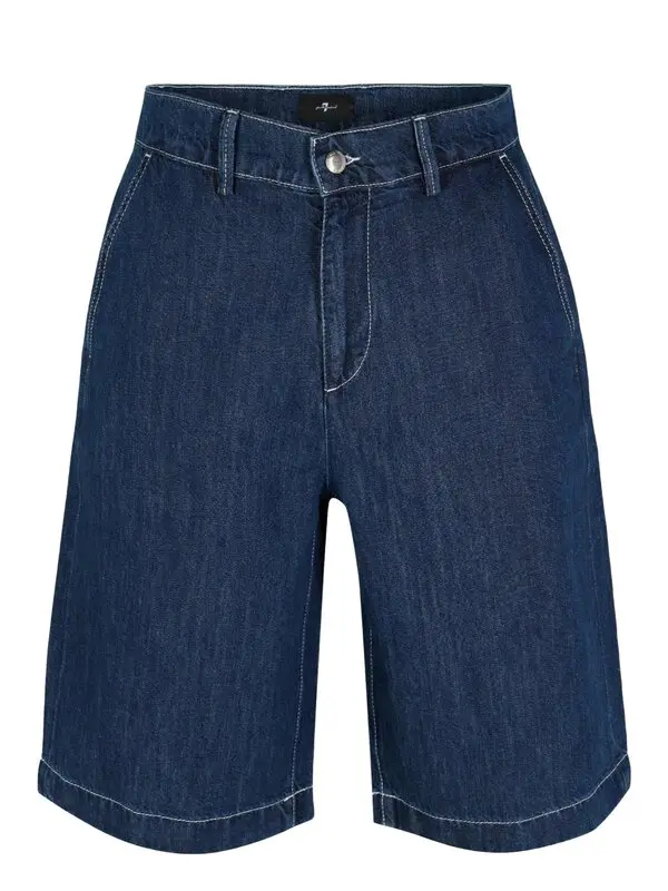 7 For All Mankind Belt-loop Denim Shorts - Blue