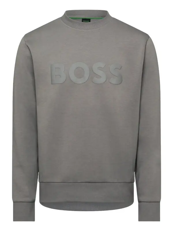 Hugo Boss Long Sleeve Sweat Top With Embossed Logo - Gray