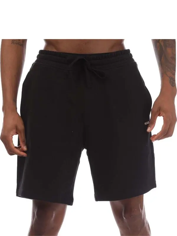 Hugo Boss Hugo Relaxed-fit Cotton Terry Shorts With Drawstring Waist - Black