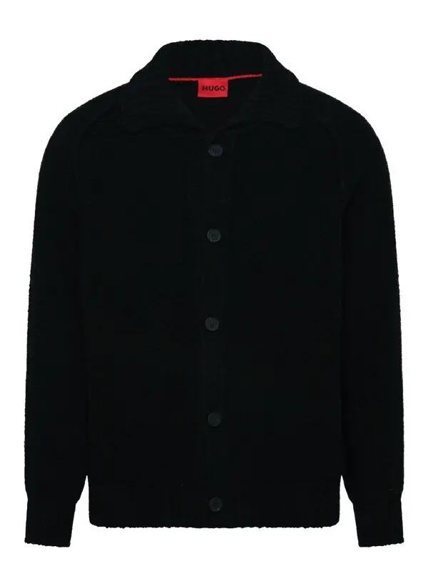 Hugo Boss Button-front Knit Cardigan - Black