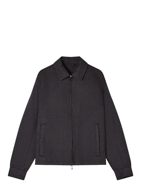 Emporio Armani Textured Zip-up Blouson Jacket - Black