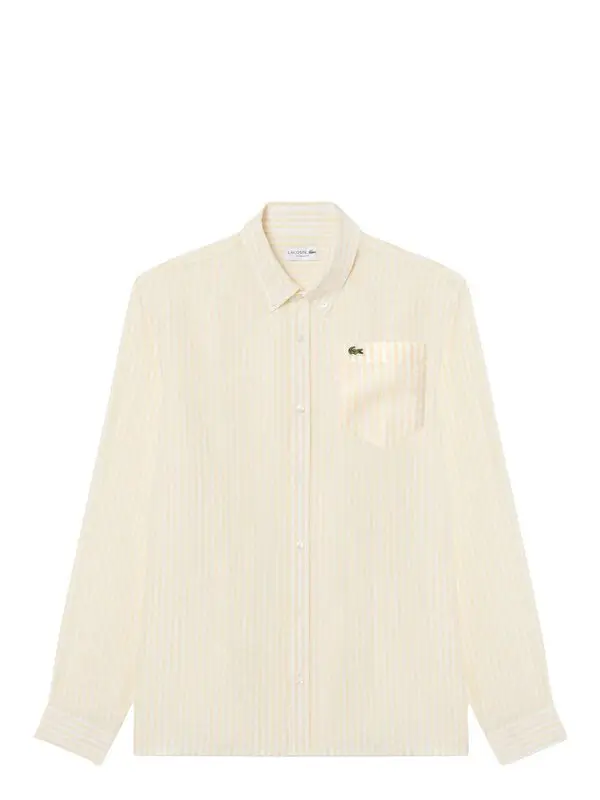 Lacoste Long Sleeve Patterned Shirt - White