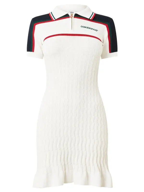 Casablanca Logo Detail Knit Dress - White