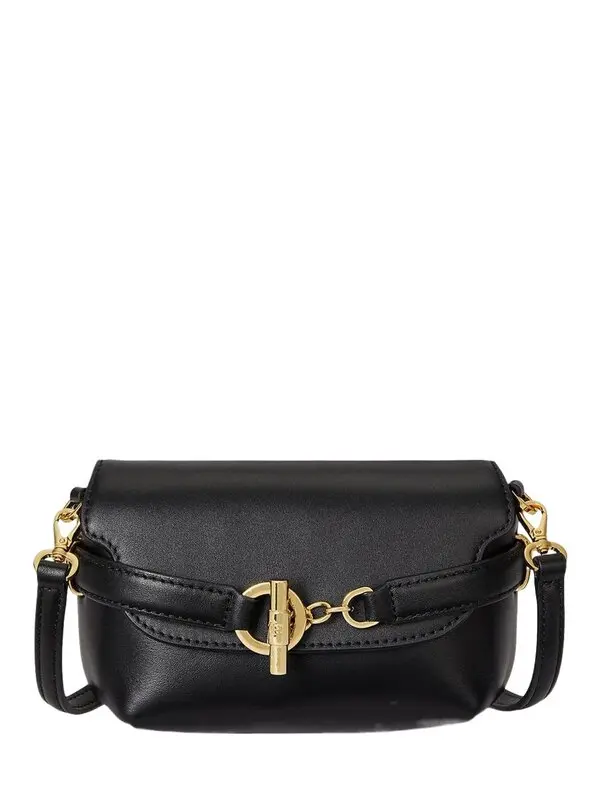 Ralph Lauren Blaike Leather Shoulder Bag With Buckle Detail - Black