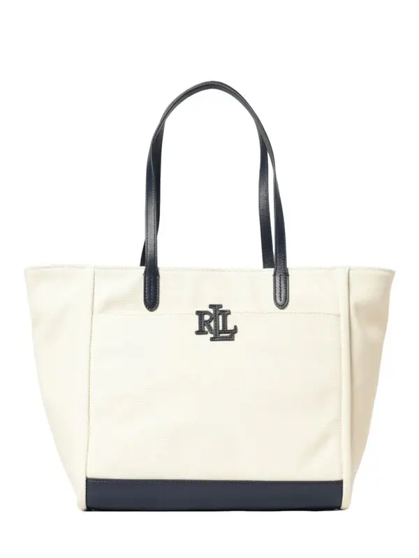 Ralph Lauren Large Cameryn Logo Plaque Tote Bag - White