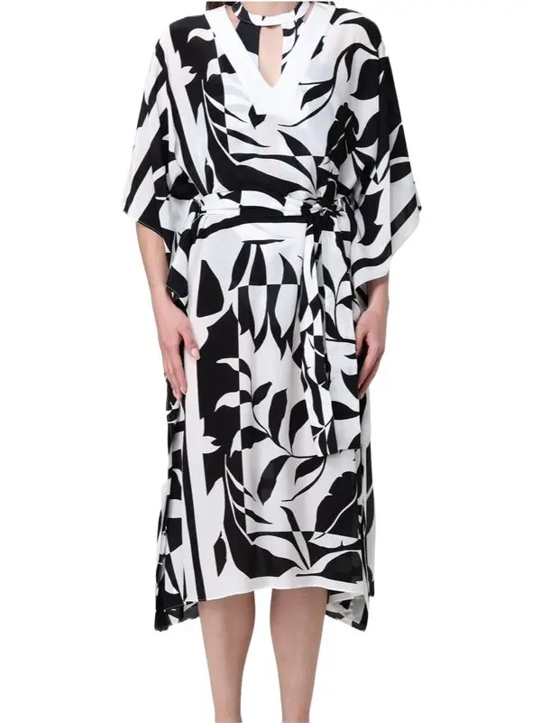 Max Mara V-neck Short-sleeved Printed Dress - Multicolor